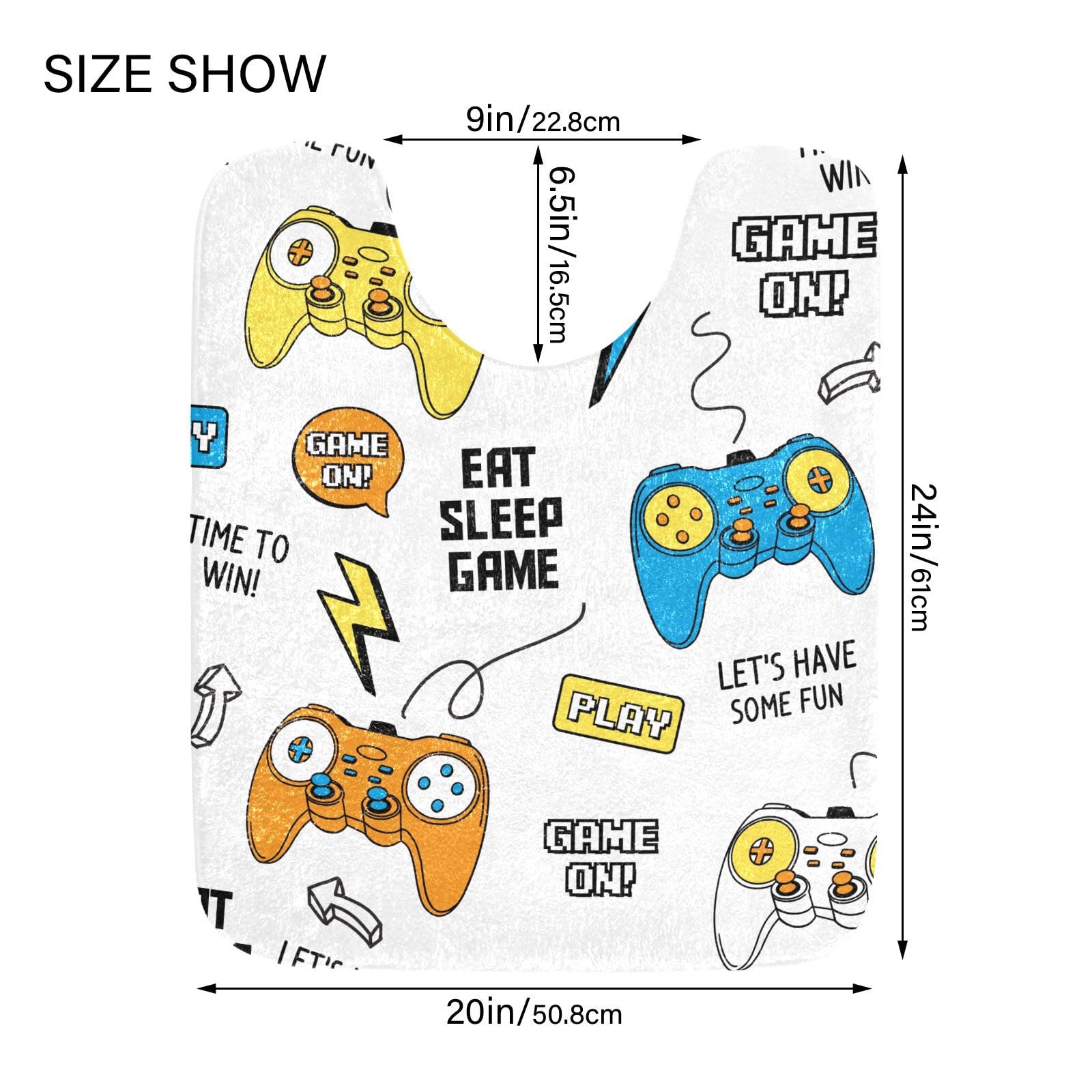 DOMIKING Joysticks Game Bathroom Rugs Absorbent Non-Slip U Shaped Toilet Rugs Mat Runner for Under The Sink Rain Showers 20x24in