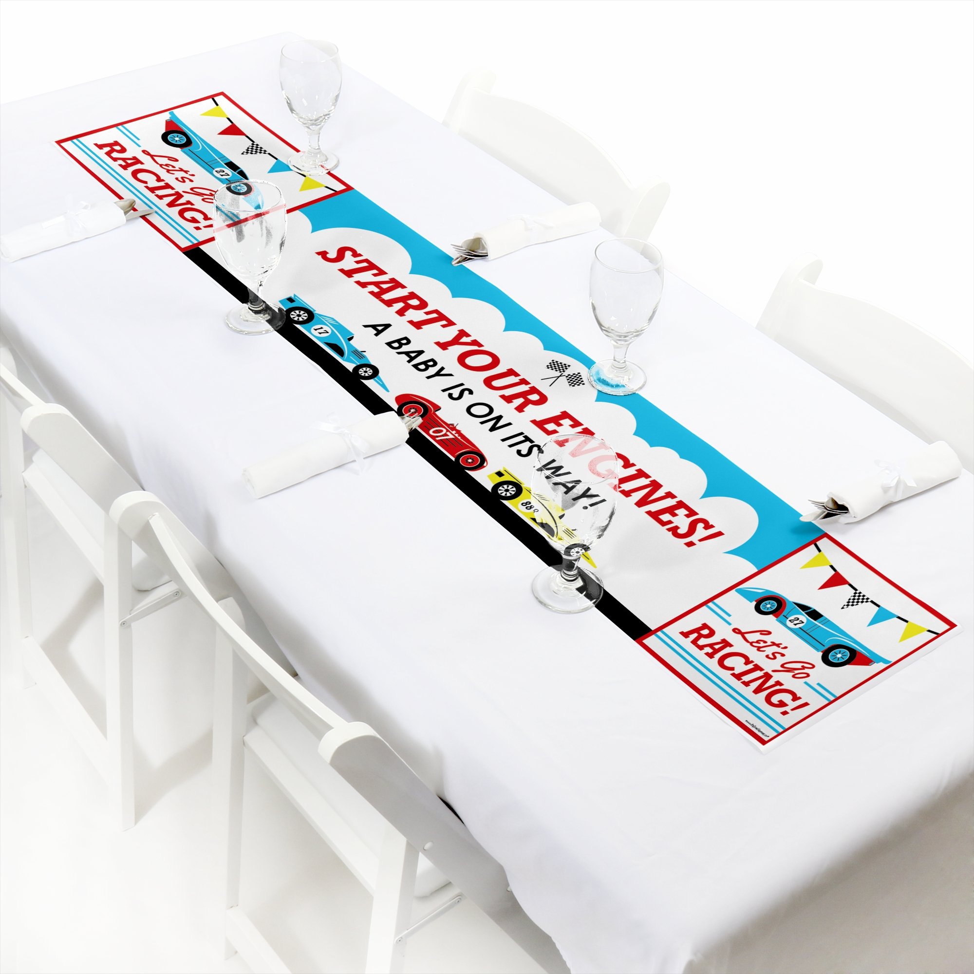 Big Dot of Happiness Let’s Go Racing - Racecar - Baby Shower Race Car Decorations Party Banner
