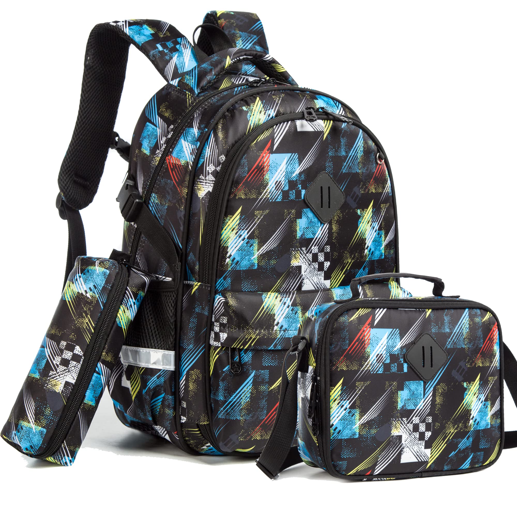 MOHCO Kids Backpack 16 in School Bookbag with Insulated Lunch Box Pencil Case Lightweight Student Bookbag for Girls and Boys