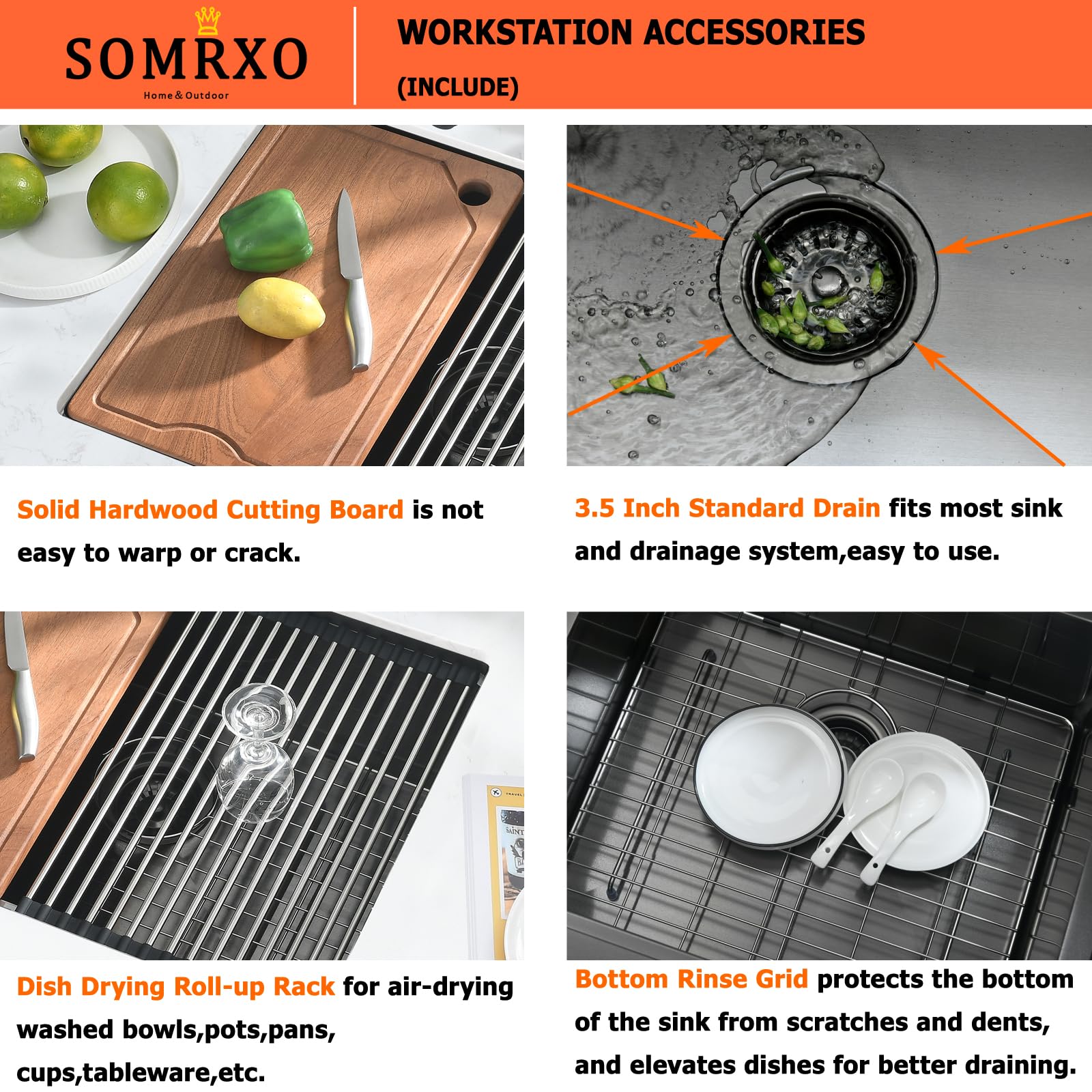 23 Inch Black Undermount Bar Sink Workstation-SOMRXO 23×18 Black Bar Sink Undermount Workstation Kitchen Sink 16 Gauge Gunmetal Black Stainless Steel Kitchen Sink Single Bowl Small Kitchen Bar Sink
