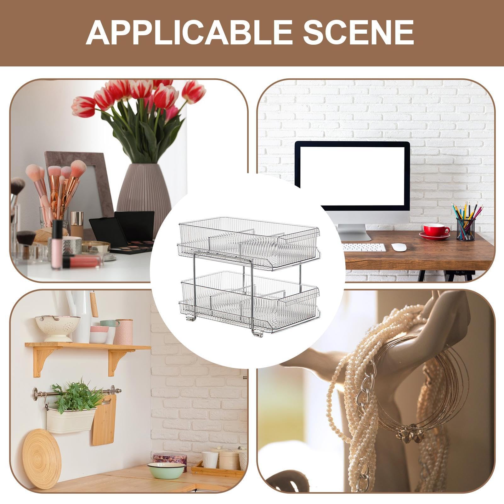 Under Sink Drawer Organizer, Cabinet Organizers Shelves, 2 Tier Clear Kitchen Cabinet Organizer, Under Sink Cabinet Organizer, Under Sink Storage Rack, Under Sink Shelf Organizer for Kitchen Bathroom