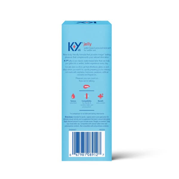 K-Y Jelly Lube, Personal Lubricant, Water-Based Formula, Safe to Use with Latex Condoms, For Men, Women and Couples, 4 FL OZ (Pack of 6)