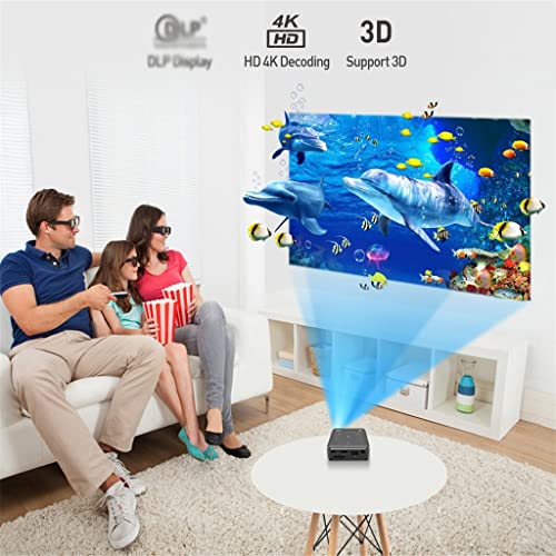 IULJH Mini Projector 4K DLP Android 9.0 Support Mini video Beamer Mobile Phone with Battery ( Color : E )