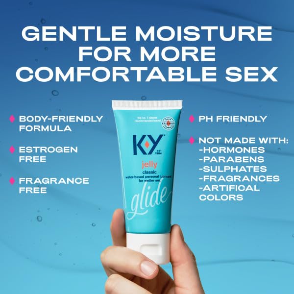 K-Y Jelly Lube, Personal Lubricant, Water-Based Formula, Safe to Use with Latex Condoms, For Men, Women and Couples, 4 FL OZ (Pack of 6)