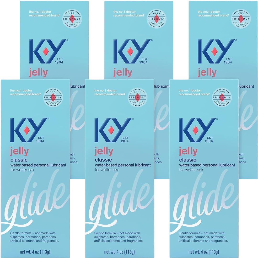 K-Y Jelly Lube, Personal Lubricant, Water-Based Formula, Safe to Use with Latex Condoms, For Men, Women and Couples, 4 FL OZ (Pack of 6)