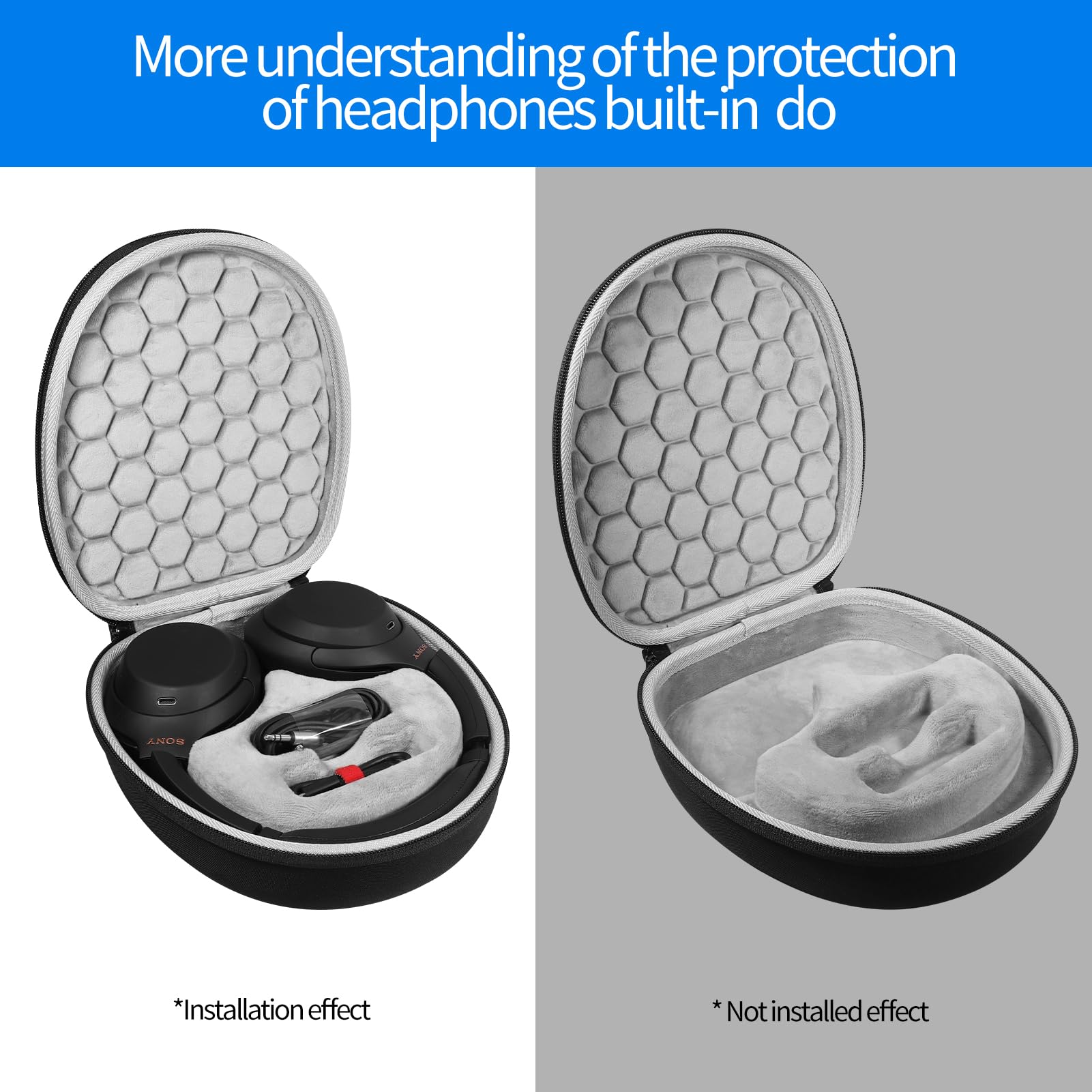 JHK Headphone Case for WH-1000XM4,WH-1000XM2,WH-1000XM3,WH-1000XM5 Wireless Noise Cancelling Headphones, Protective Hard Shell Travel Carrying Bag with Accessories Storage (for XM2/XM3/XM4)