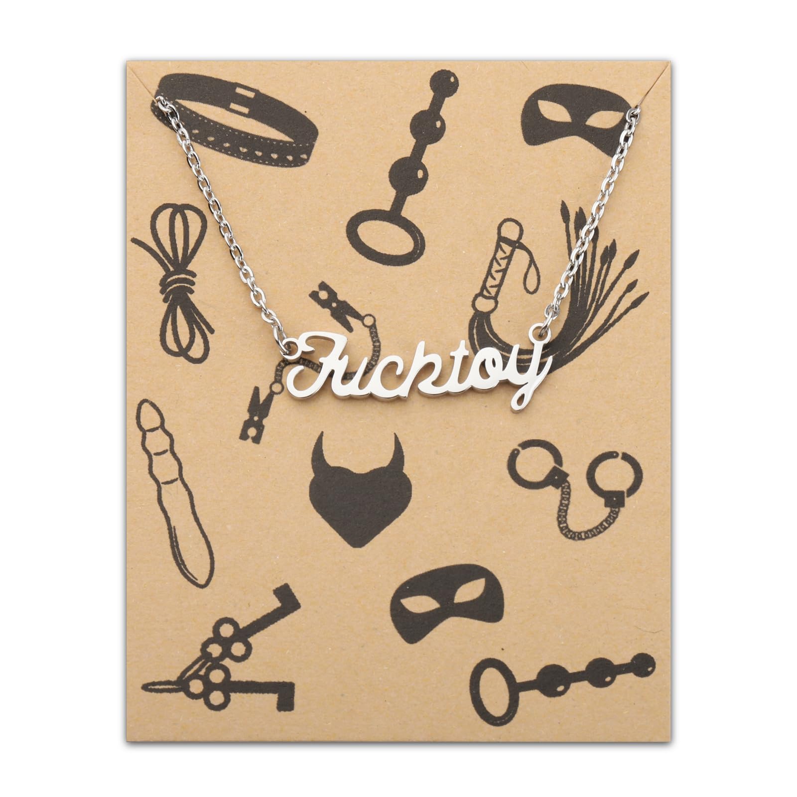 KUIYAI Smut Slut Gift Fuktoy Necklace Slutty Gift Spicy Lovers Gift Swear Words Gift Hotwife Gift Naughty Valentine Gift For Her (FucktoyNS)