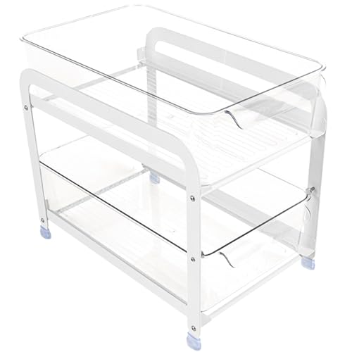 Clear Bathroom Under Sink Organizers and Storage,2 Tier Pull Out Cabinet Organizer,Multi-Purpose Slide-out Medicine Organizer Shelf,Kitchen Pantry Organizer,Under Vanity Storage Organizer