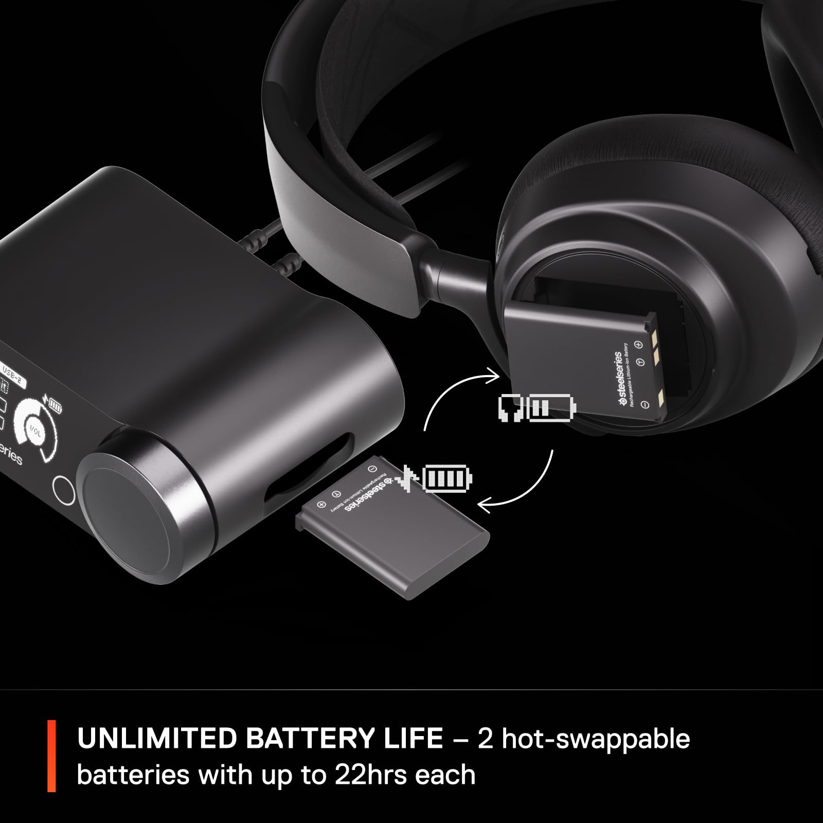 SteelSeries Arctis Nova Pro Wireless Multi-System Gaming Headset - Premium Hi-Fi Drivers - Active Noise Cancellation - Infinity Power System - ClearCast Gen 2 Mic - PS5, PS4, PC, Switch, Mobile
