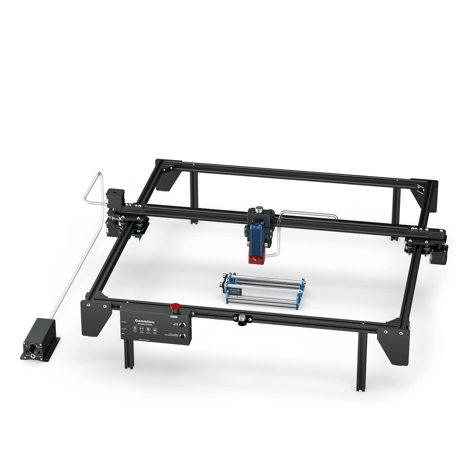 Genmitsu Laser Engraver Aluminum Y-axis Rotary Roller Engraving Module for Laser Engraving Cutting Cylindrical Objects Cans, DIY Laser Marking Compatible With Most Kinds of Desktop Laser Engravers