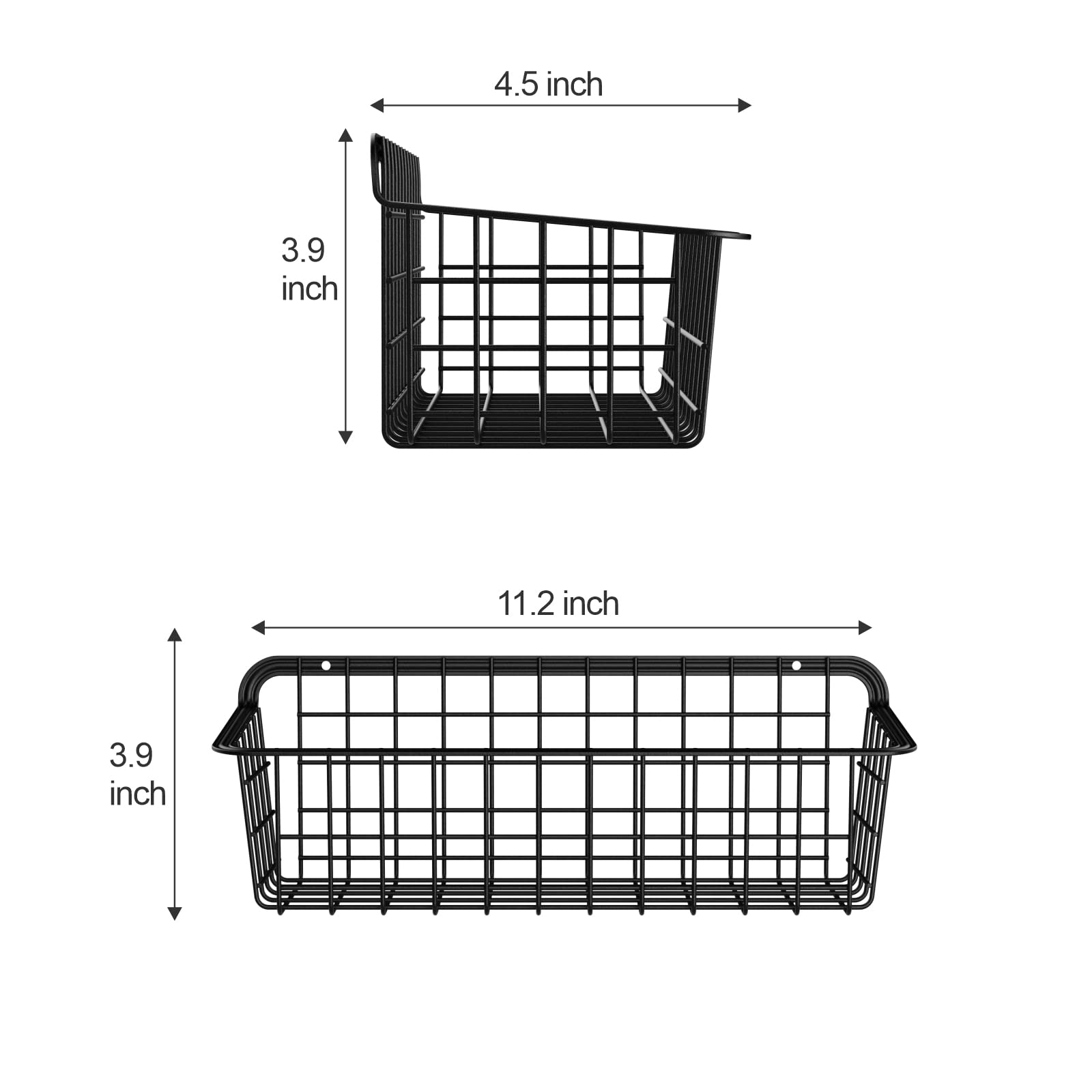 Wall Basket, Packism 4 Pack Hanging Wire Baskets for Organizing Small Versatile Bathroom Organizer Hanging Wall Basket for Bathroom Kitchen Bedroom Garage Add Extra Storage, Easy to Install, Black