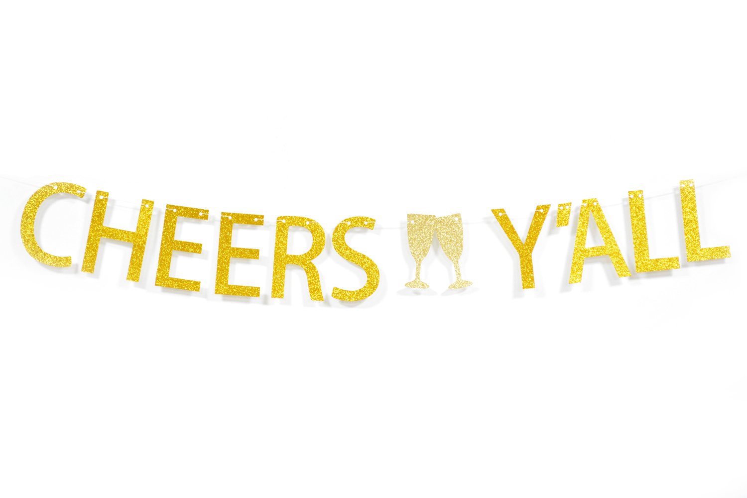 Qttier™ Cheers Y'All Gold Glitter Bunting Banner for Baby Shower Birthday Bachelorette Bridal Shower Wedding Engagement Party Decorations