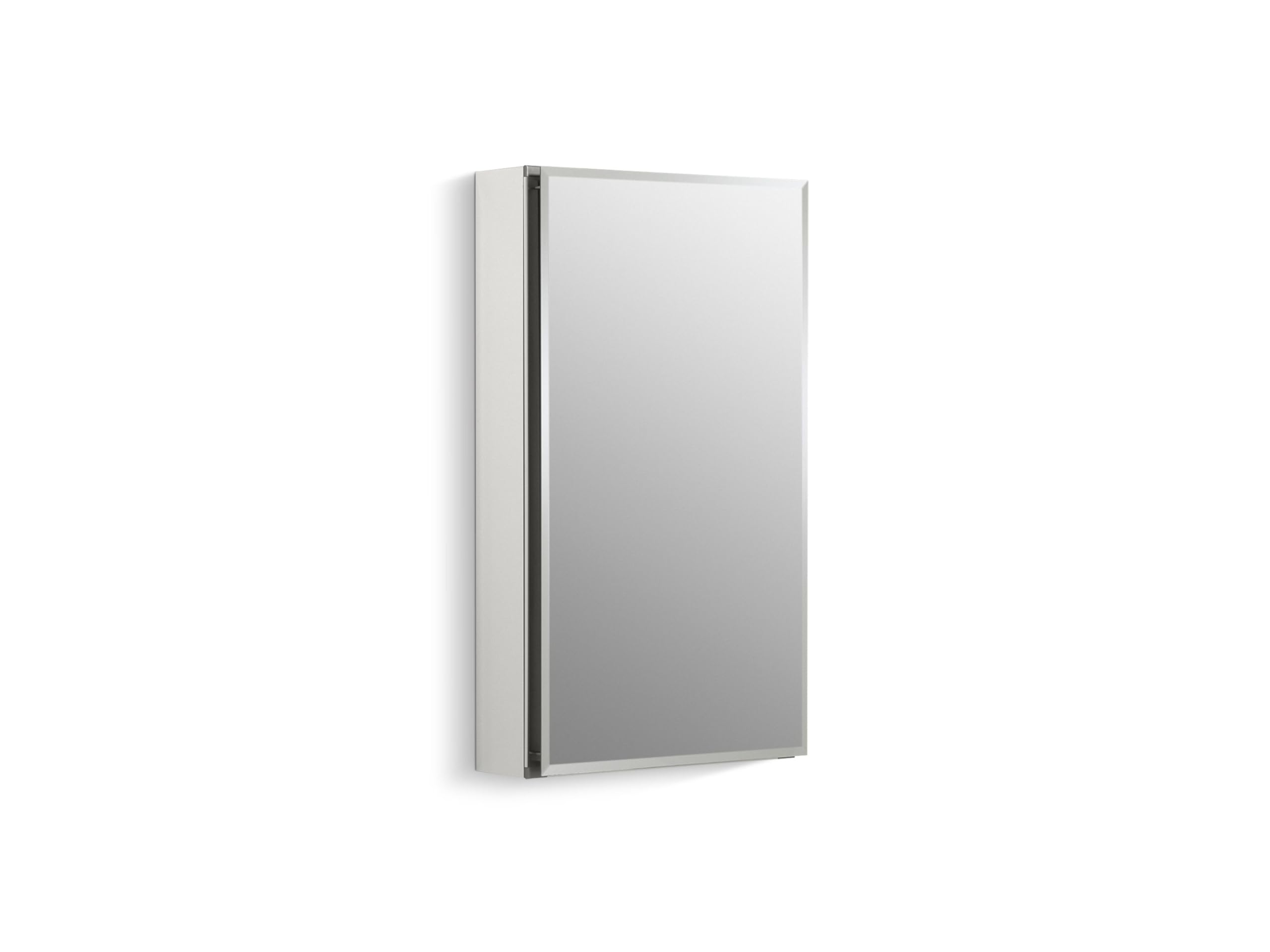 KOHLER CB-CLC1526FS CLC Flat 15" W x 26" H Aluminum Single Medicine Cabinet with Mirrored Door, Beveled Edges, Anodized Aluminim