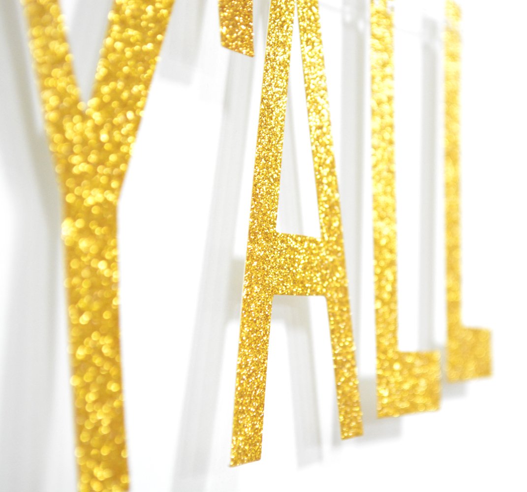 Qttier™ Cheers Y'All Gold Glitter Bunting Banner for Baby Shower Birthday Bachelorette Bridal Shower Wedding Engagement Party Decorations