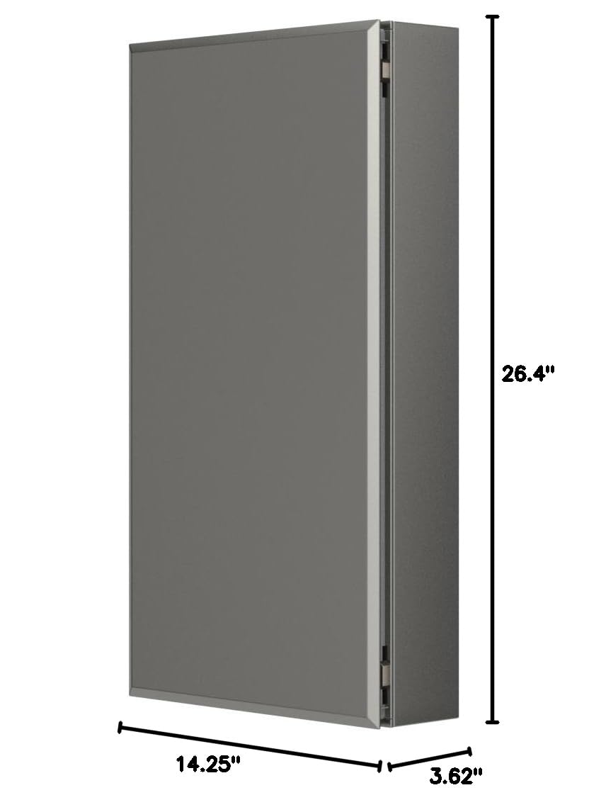 KOHLER CB-CLC1526FS CLC Flat 15" W x 26" H Aluminum Single Medicine Cabinet with Mirrored Door, Beveled Edges, Anodized Aluminim