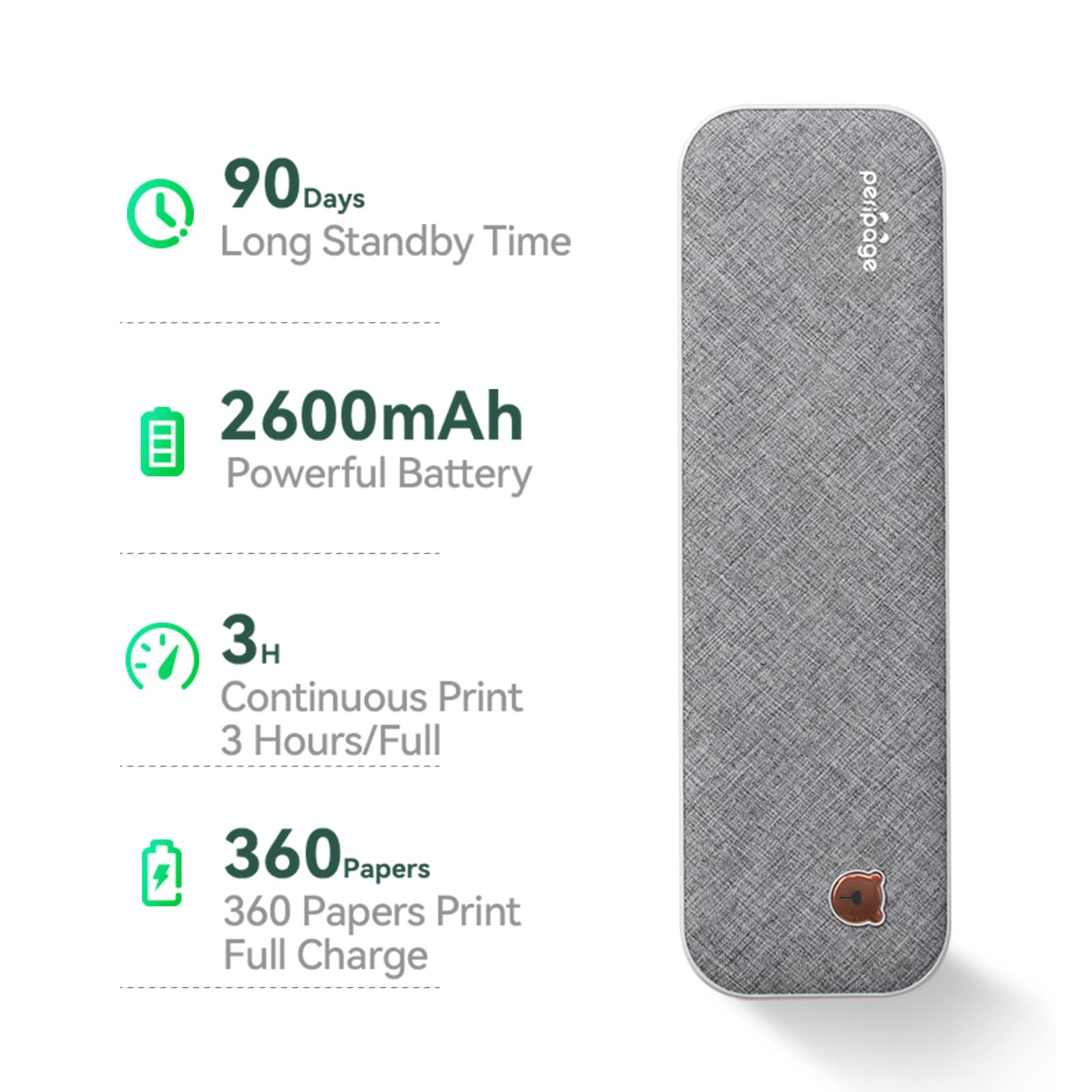 Buyounger Portable Printer, A4 Wireless Bluetooth Travel Printer, Portable Thermal Printer Compatible with Android and iOS, Mobile Printer Supports 2''/3''/4'' Papers Width