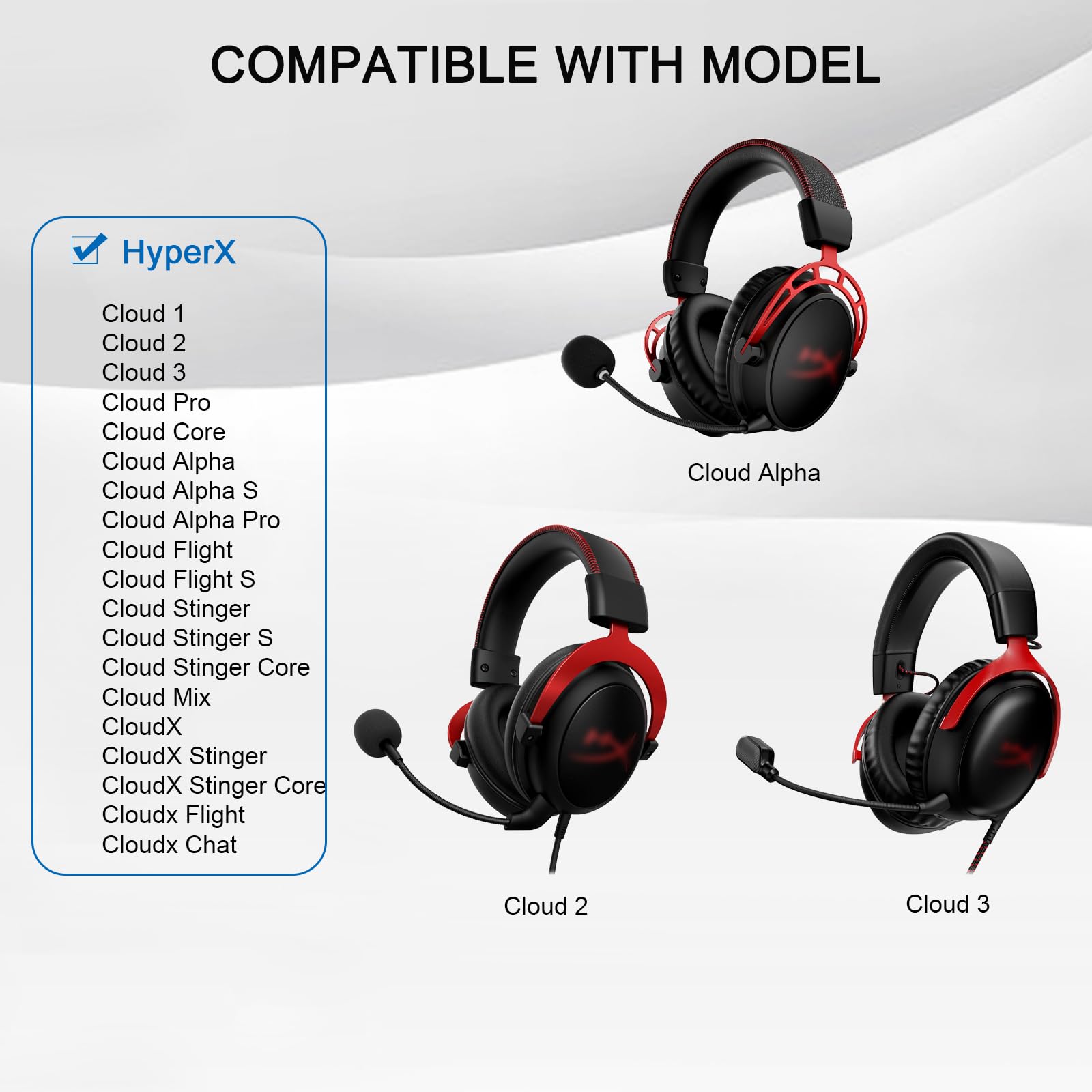 GVOEARS Replacement Ear Pads Cushions for HyperX Cloud 1/I/2/II/3/III/Pro/Core/Alpha/Alpha S/Flight/Stinger/Mix/CloudX/CloudX Chat Headphones, Earpads with Premium Leather and Softer Memory Foam