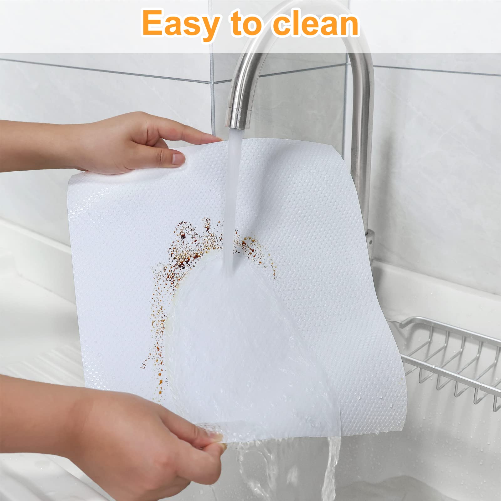 Shelf Liner Kitchen Drawer Liners - White Shelf Liners Non Adhesive, Easy to Cut PABUSIOR Liner for Drawers and Cabinets Roll, Soft, Non-Slip, Waterproof Cabinet Liner (12 x 96 Inch)