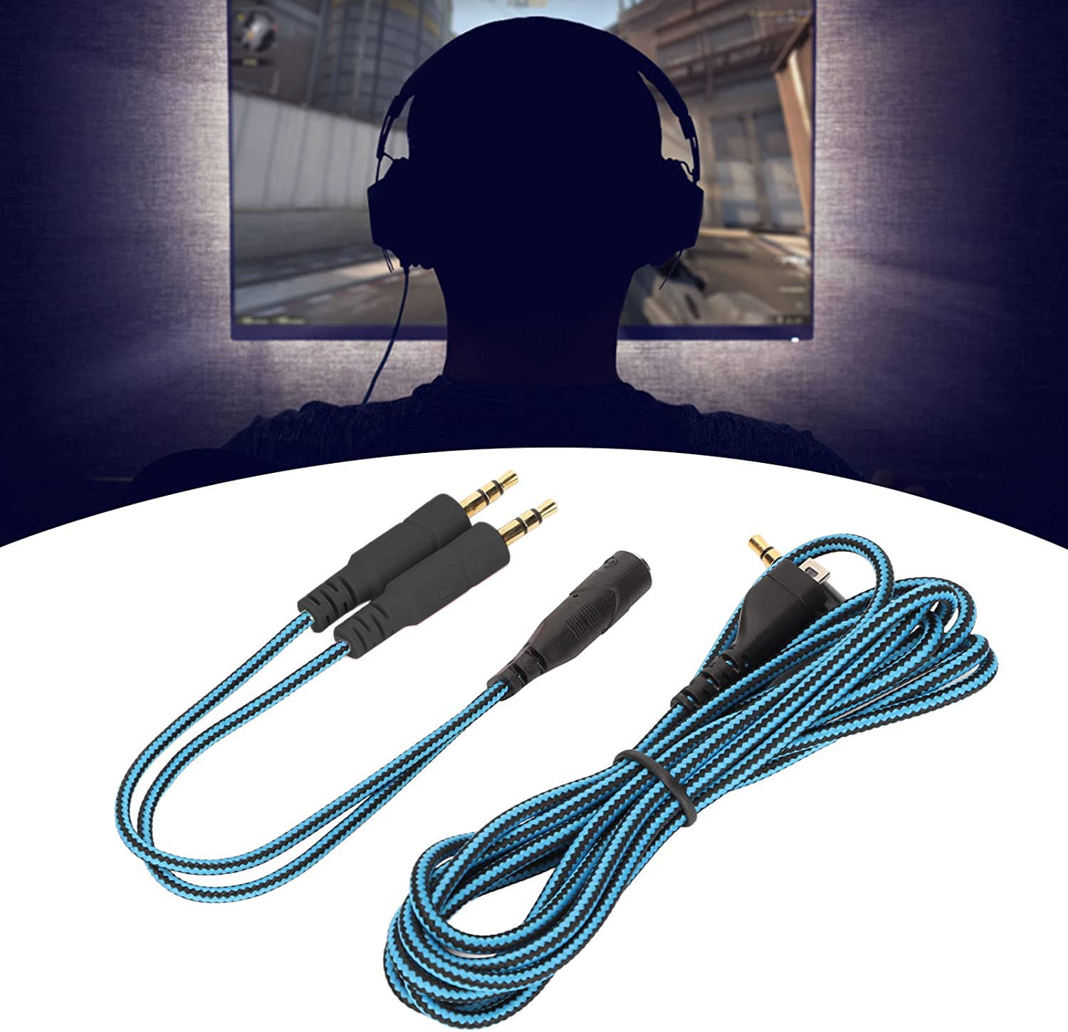 Arctis 3 Audio Cable Cord Replacement for SteelSeries Arctis 7, Arctis 5, Arctis Prime, Arctis Pro Wireless, Arctis Pro Gaming Headset with Dual 3.5mm Plug Headphone Splitte (6.5Ft/2M)