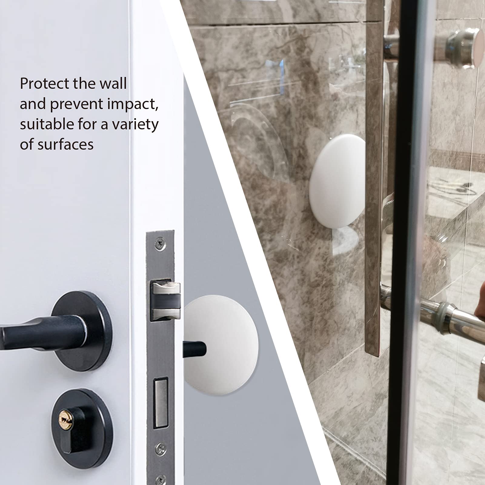 CLOATFET Door Stopper Wall Protector, 3.15" Larger White Silicone Door Stop with Strong Adhesive, Quiet/Shock Absorbent Door Knob Wall Protector Door Bumper to Protect Wall Surfaces(4 Pack 8cm)