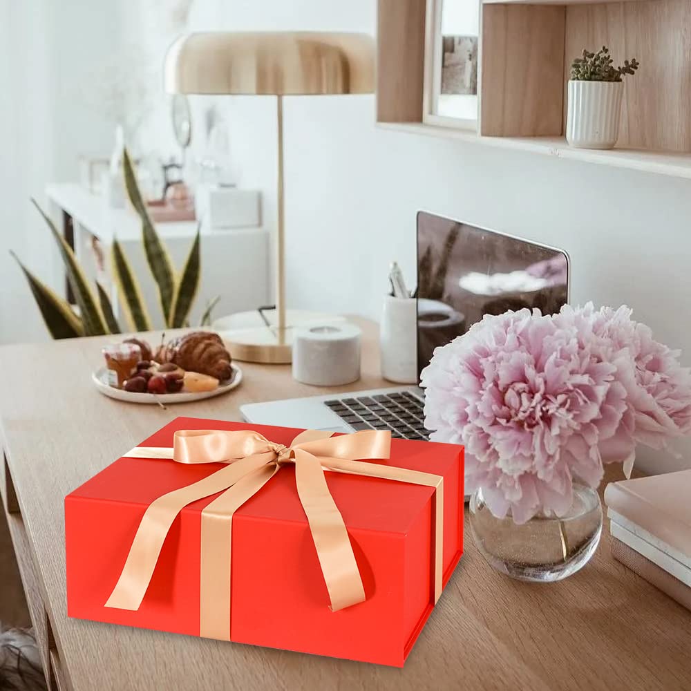 BEISHIDA Large Gift Box Gift Boxes with Lids for Presents Present Box Birthday Gift Boxes with Magnetic Closure Lid for Christmas, Wedding Gifts Valentine's, (Red, 11.2x8.8x4.4")