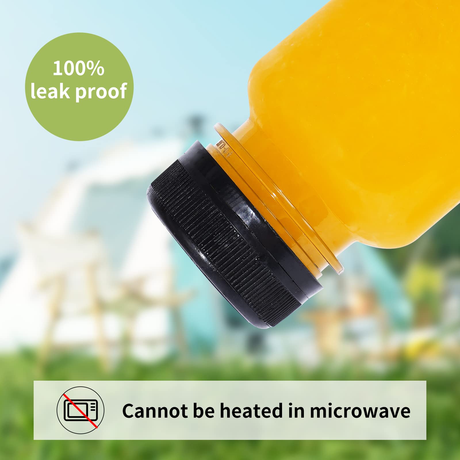 HIQQUGU 6 Pcs 10 OZ Plastic Juice Bottles, Reusable Bulk Beverage Containers, For Juice, Milk And Beverages, with Black Lids.