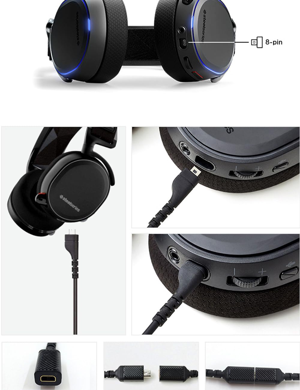 Replacement Audio Cable Compatible with Steelseries Arctis 3,Mini USB to 3.5mm Aux Cord for Steel Series Arctis 3/Arctis 5/Arctis Pro Gaming Headset