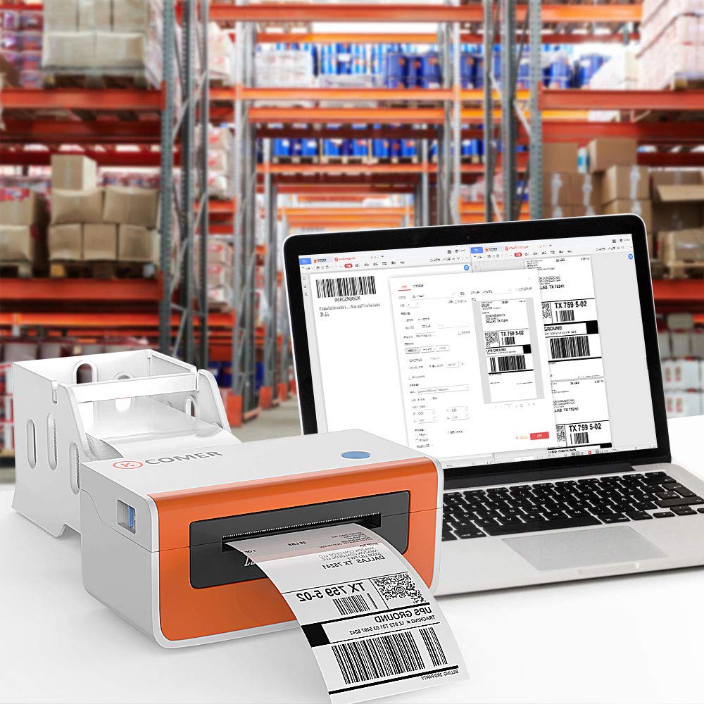 K Comer Shipping Label Printer 150mm/s High-Speed 4x6 Direct Thermal Label Printing for Shipment Package 1-Click Setup on Windows/Mac,Label Maker Compatible with Amazon, Ebay, Shopify, FedEx,USPS,Etsy
