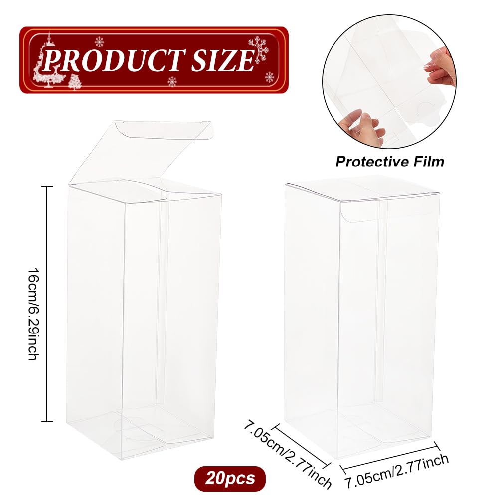 BENECREAT 20 Pack 2.7x2.7x6.3 Plastic Boxes Rectangle Plastic Party Favor Boxes for Wedding Party Treat Candy Cupcakes