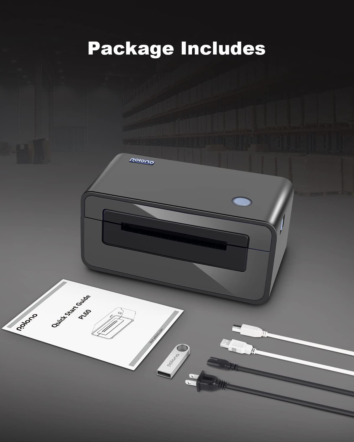 POLONO Shipping Label Printer Gray, 4x6 Thermal Label Printer for Shipping Packages, Commercial Direct Thermal Label Maker,Thermal Labels, 4"x 6" Direct Thermal Shipping Label (Pack of 1000