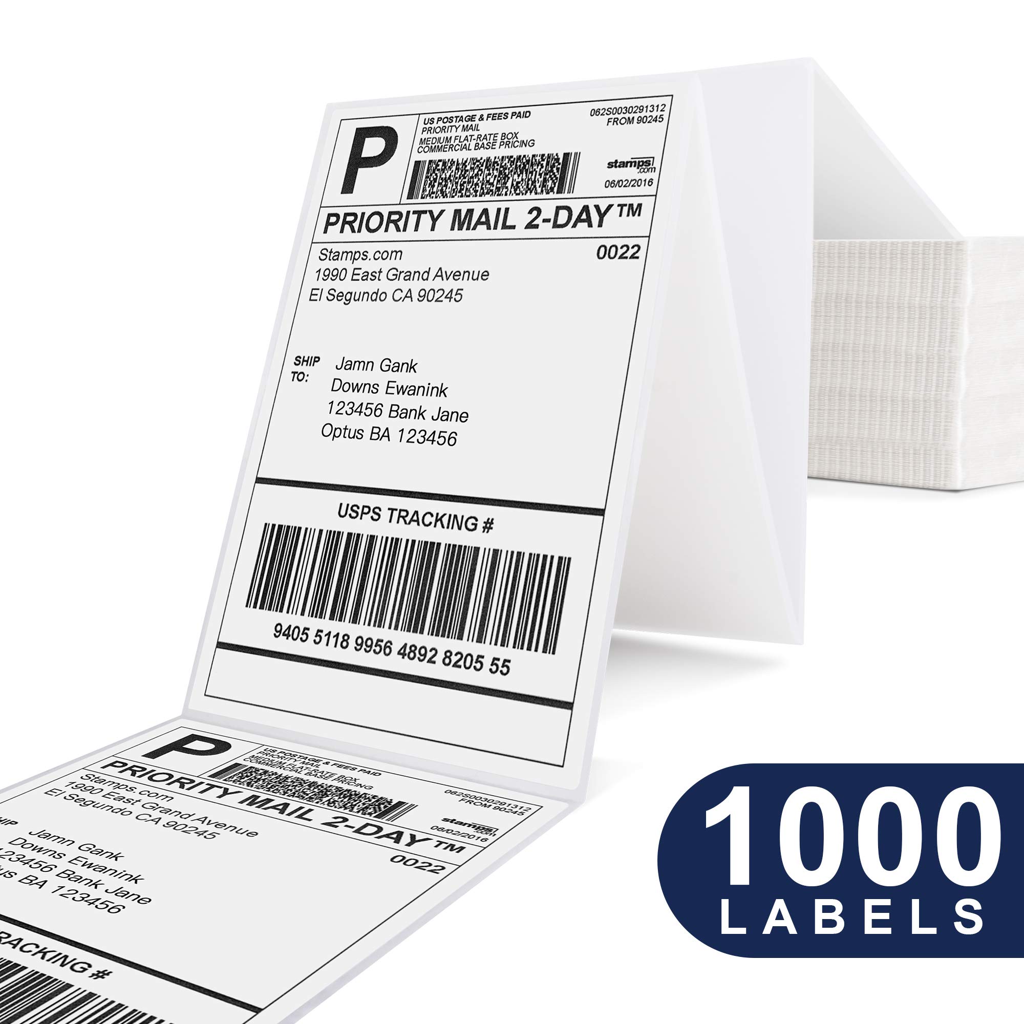 POLONO Shipping Label Printer Gray, 4x6 Thermal Label Printer for Shipping Packages, Commercial Direct Thermal Label Maker,Thermal Labels, 4"x 6" Direct Thermal Shipping Label (Pack of 1000