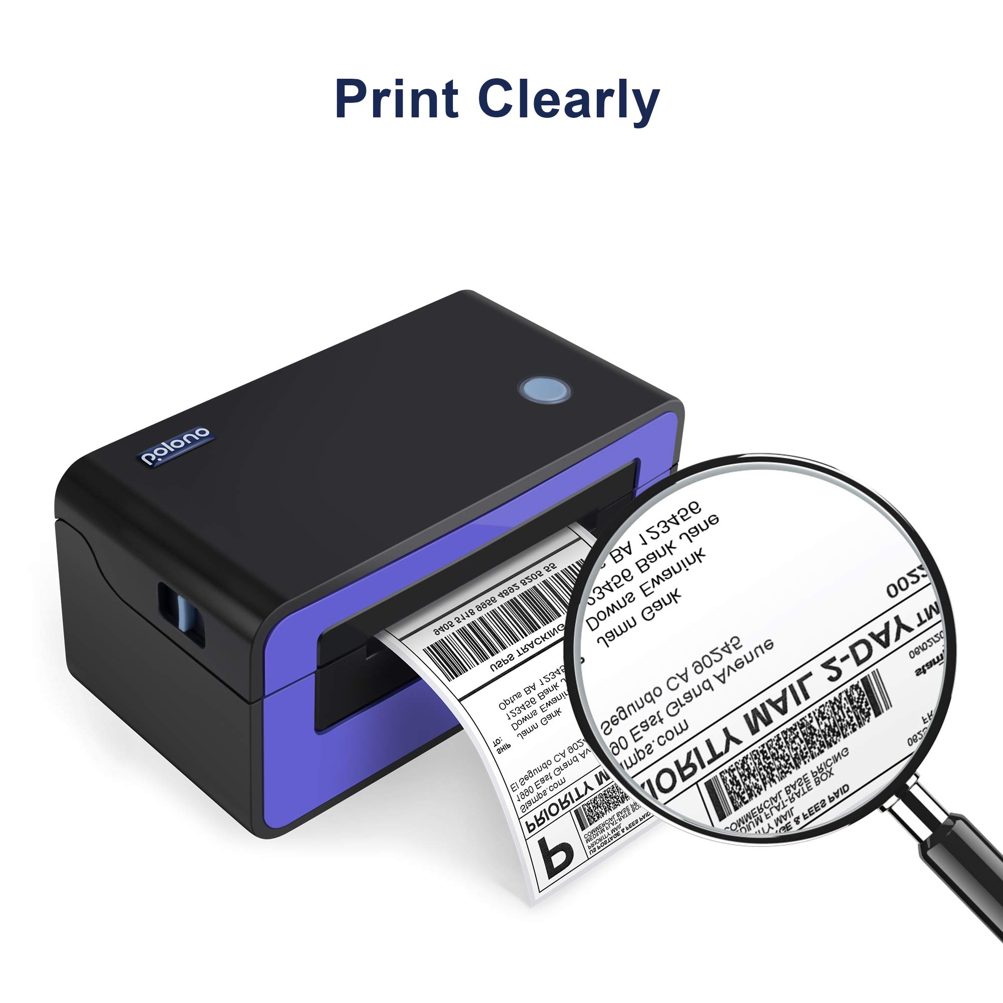 POLONO Shipping Label Printer Gray, 4x6 Thermal Label Printer for Shipping Packages, Commercial Direct Thermal Label Maker,Thermal Labels, 4"x 6" Direct Thermal Shipping Label (Pack of 1000