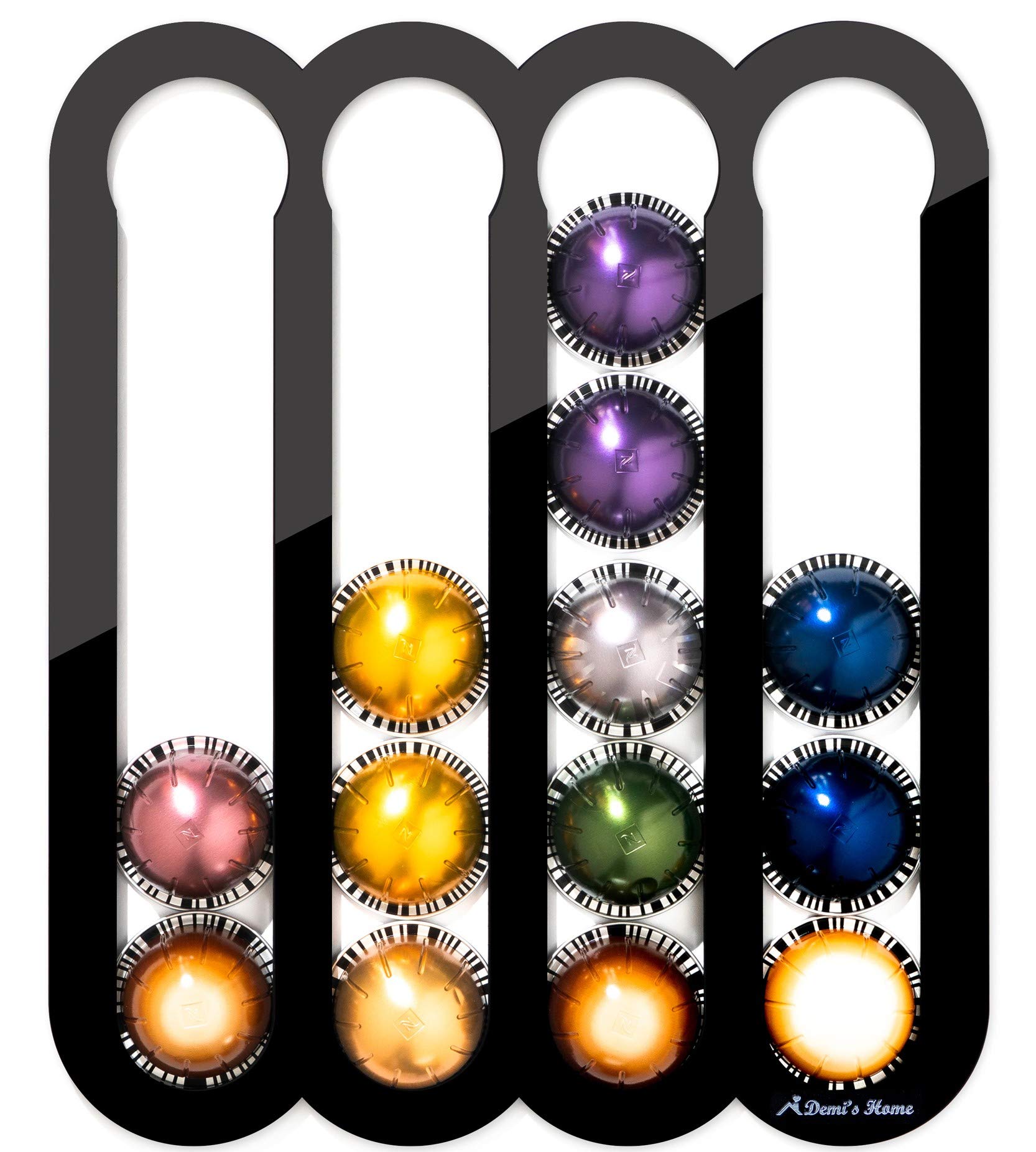 Demi's Home Coffee Pod Holder for Nespresso Vertuo Capsules - Magnetic Holder Suitable to be Mounted on the Fridge (Black)