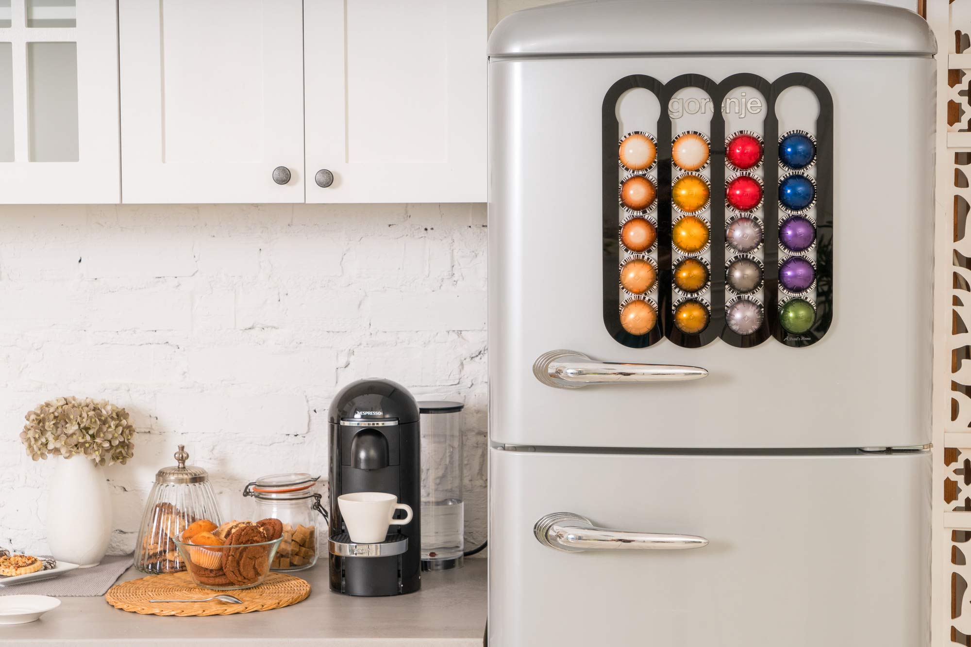 Demi's Home Coffee Pod Holder for Nespresso Vertuo Capsules - Magnetic Holder Suitable to be Mounted on the Fridge (Black)