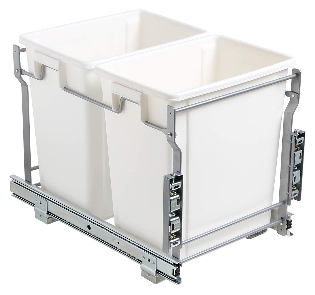 Laurey 90101 20 L Double Bin System Rollout Trash Can, White