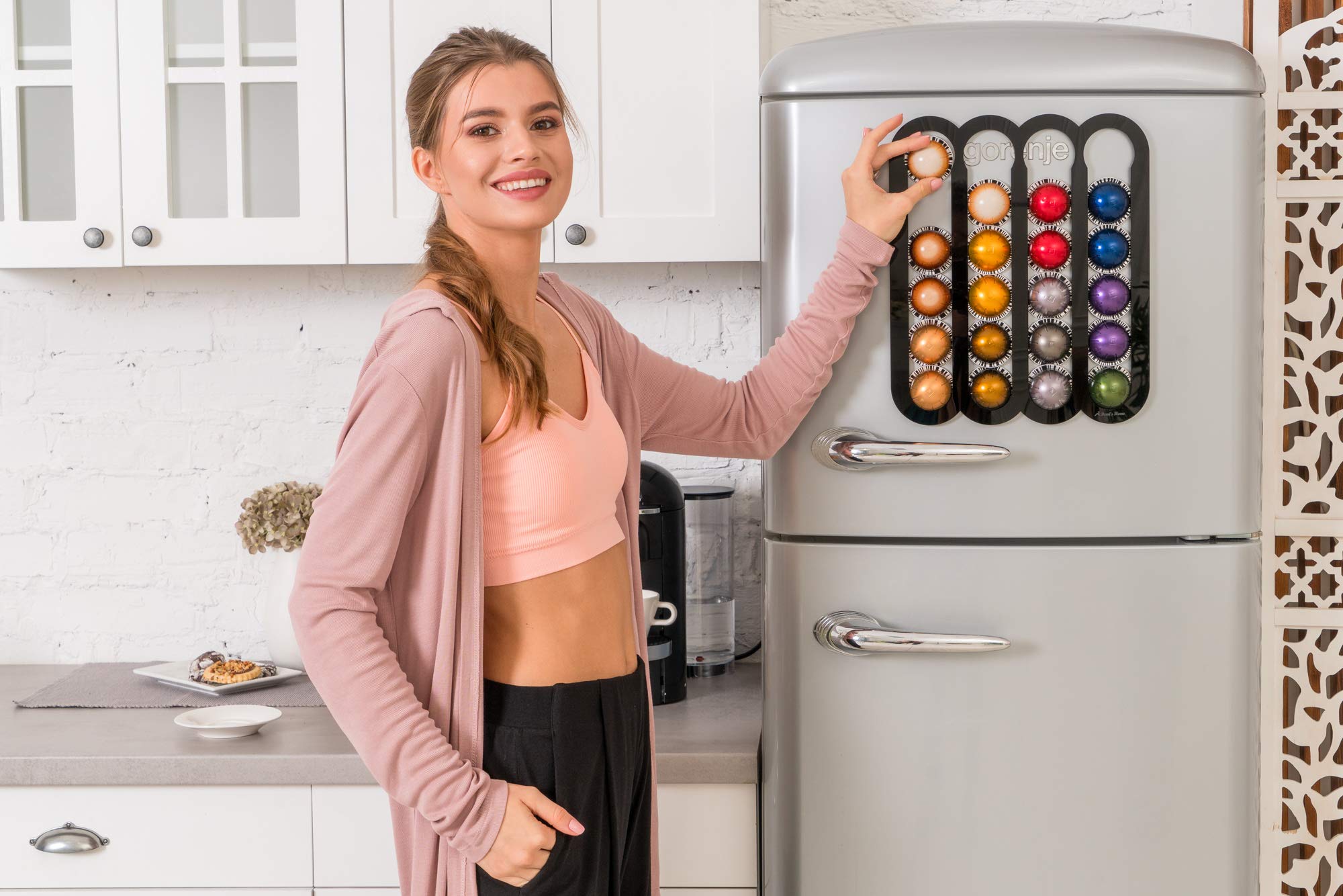 Demi's Home Coffee Pod Holder for Nespresso Vertuo Capsules - Magnetic Holder Suitable to be Mounted on the Fridge (Black)