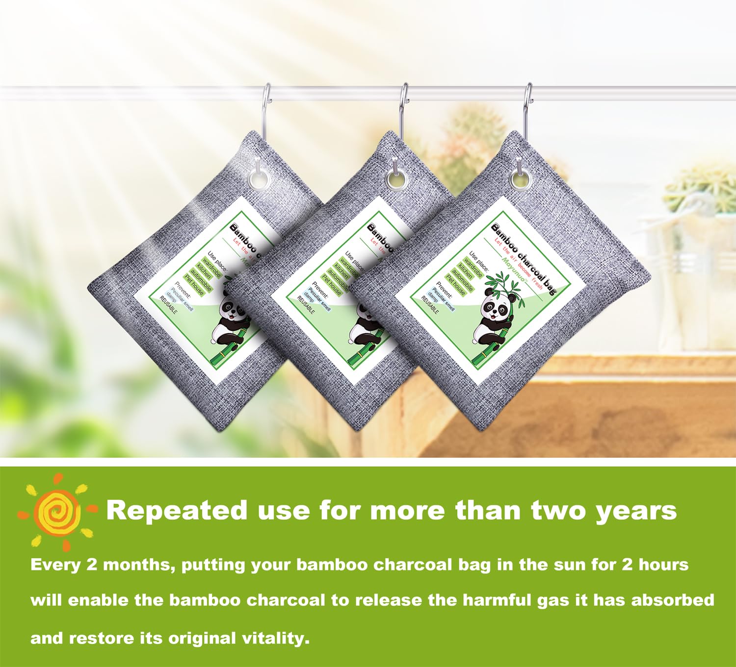 8 Pack Nature Fresh Bamboo Charcoal Air Purifying Bag, Activated Charcoal Bags Odor Absorber for Home Shoe Closet Gym Bag Fridge Pet Car Kitchen Large Room Smoke Drawer Refrigerator Strong Deodorizer Freshener Moisture Remover and Smell Eliminator