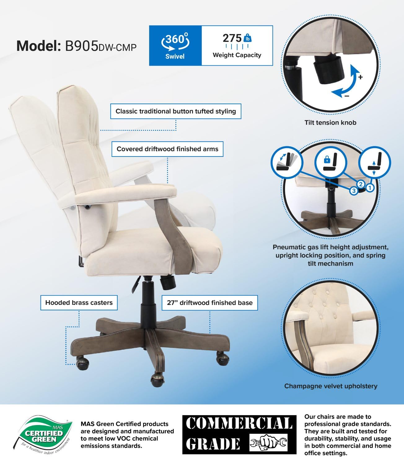 Boss Office Products Chairs Executive Seating, Champagne