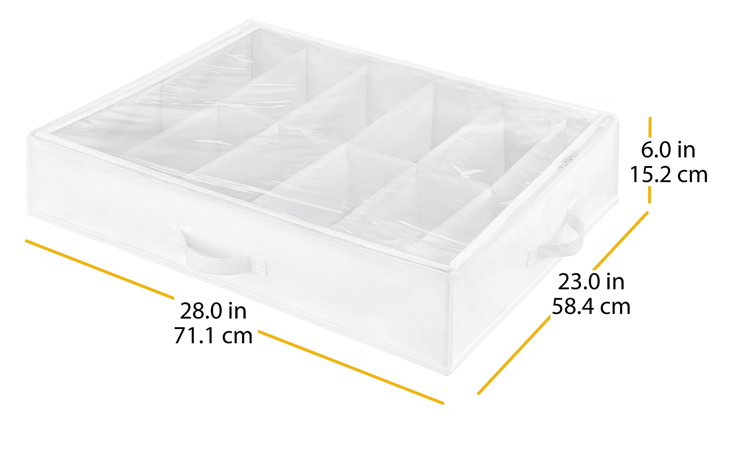 Whitmor Underbed Shoe Bag, White with Clear Top