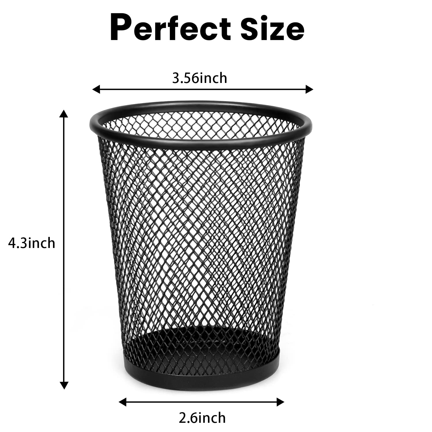 QYH Mesh Pencil Holder Metal Pen Cup Black for Desk 6 Packs