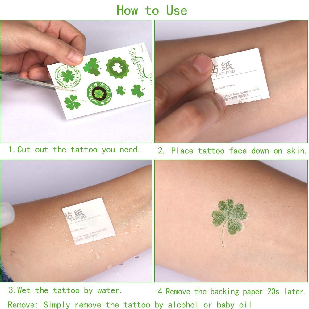 Shamrock Clover Tattoo st Patricks Day Stickers Irish Temporary Tattoos St Patricks Day Accessories Shamrock Patterned Tattoos Party Favors Decorations