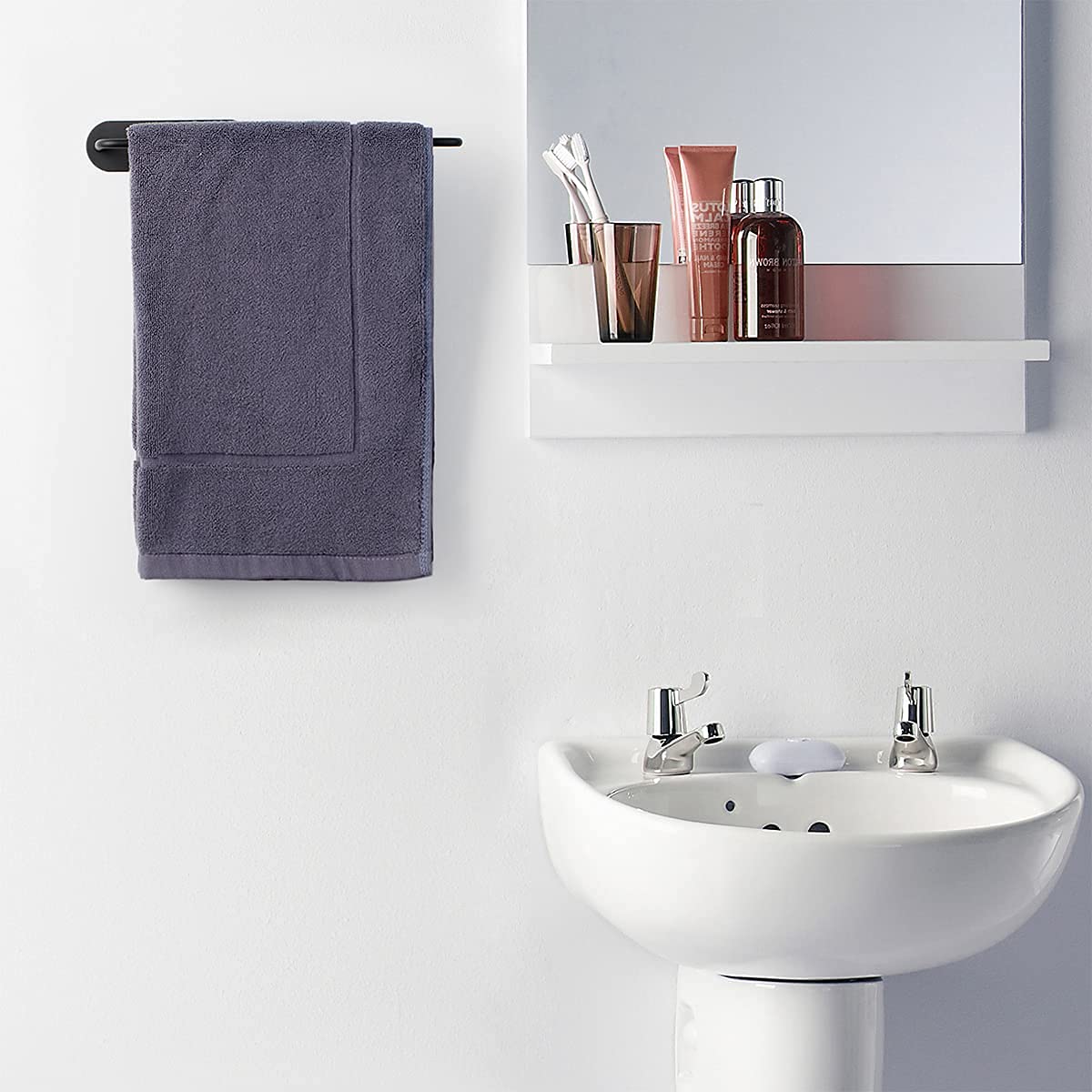SpiCere Paper Towel Holder Under Cabinet, Adhesive or Wall Mount for Kitchen, Stainless Steel, Black