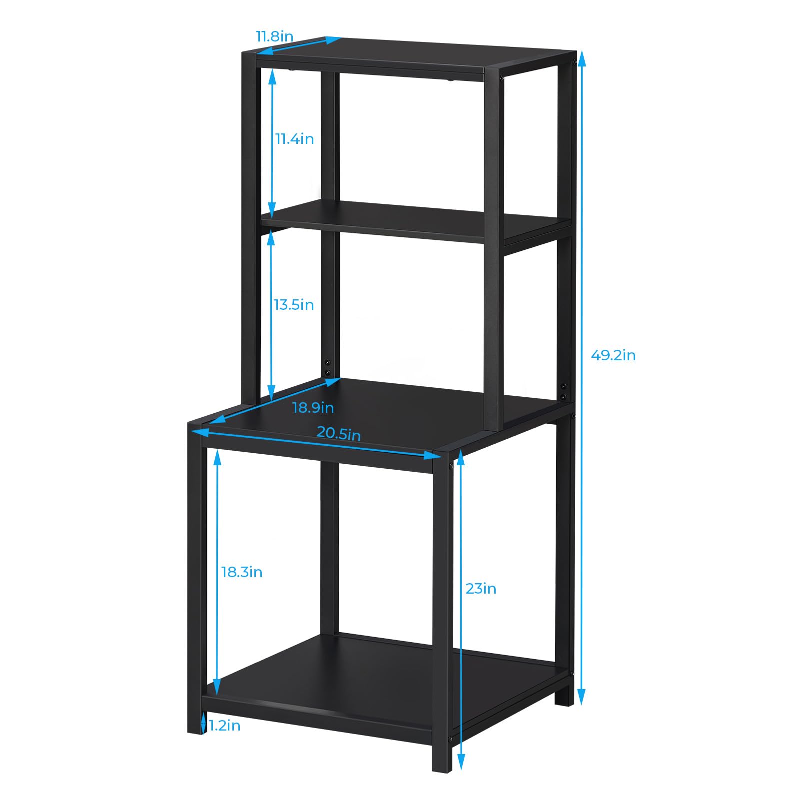 GreenForest Computer Home Office Desk with Monitor Stand and Storage Shelves on Left or Right Side, Printer Stand with Storage Shelf, 49.2 inch Large Tall 4 Tier Printer Table for Home Office Organiza