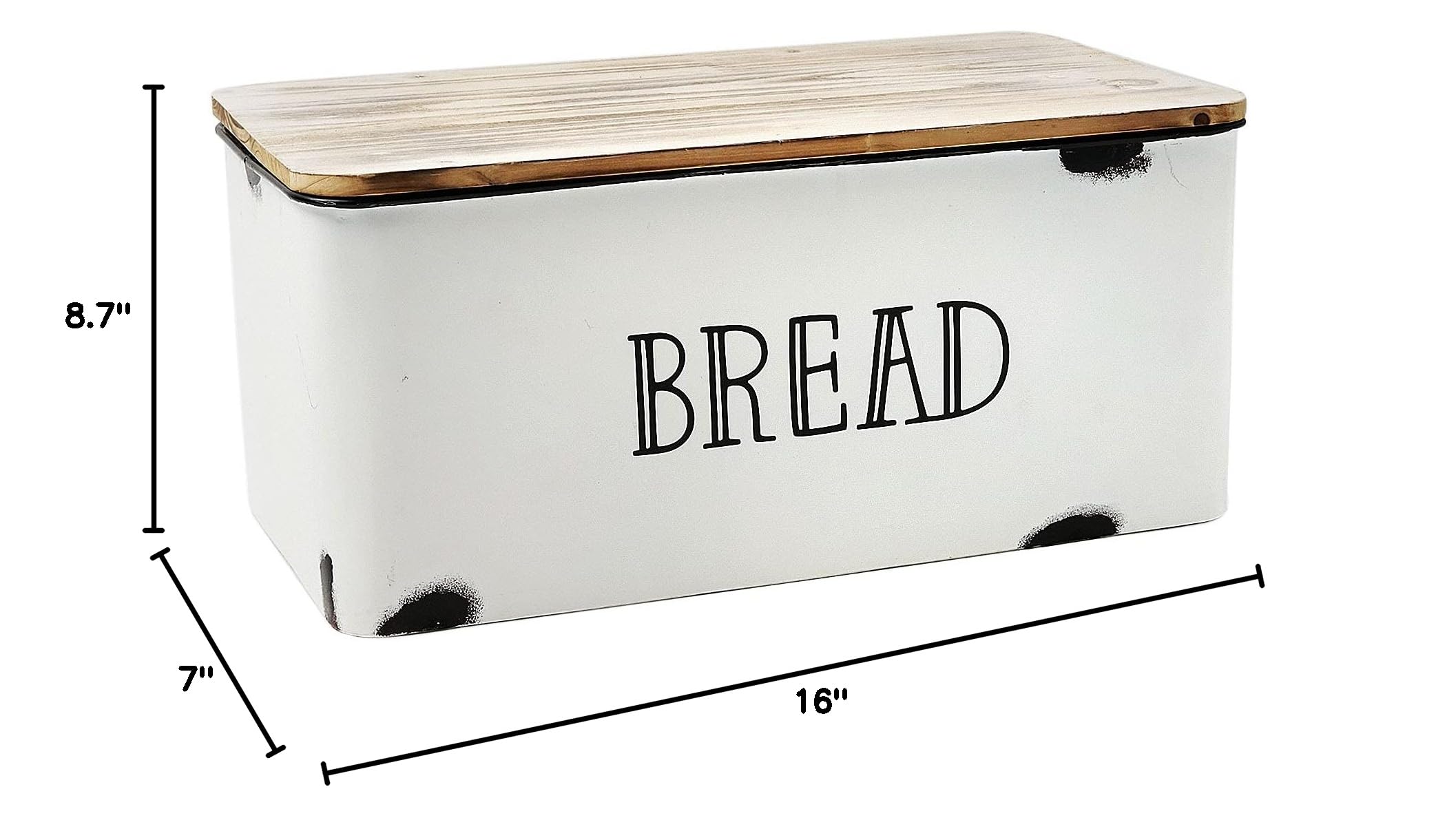 AVV Farmhouse Bread Box for Kitchen Countertop Metal White Loaf of Bread Storage Container Large Vintage Bin Retro Rustic Counter Breadbox