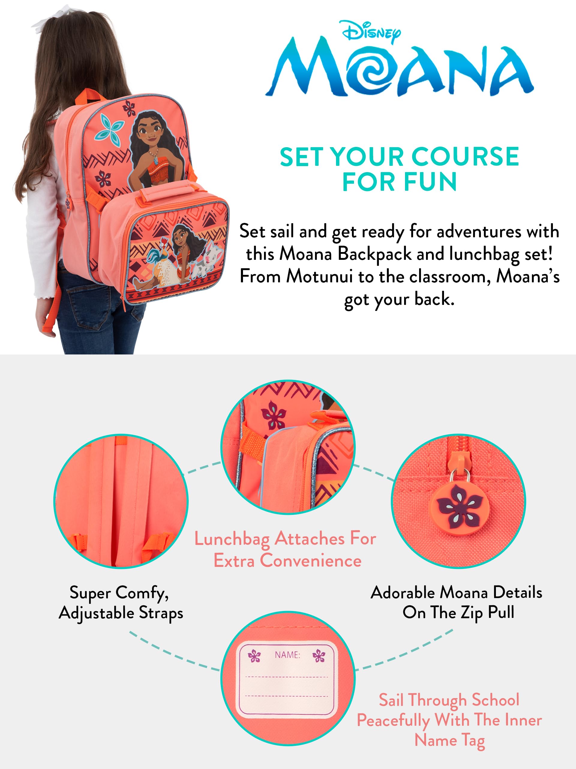 Disney Kids Backpack and Lunchbag Set Moana