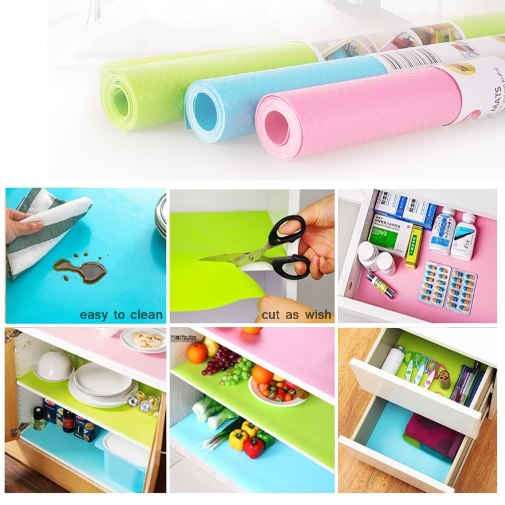 Humibird EVA Cabinet Drawer Liner Bright-Colored Shelf Liner Non-Adhesive Refrigerator Pad Cupboard Non-Slip Mat (2green)