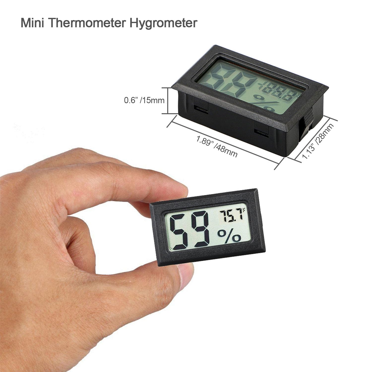Veanic 4-Pack Mini Digital Electronic Temperature Humidity Meters Gauge Indoor Thermometer Hygrometer LCD Display Fahrenheit (℉) for Humidors, Greenhouse, Garden, Cellar, Fridge, Closet