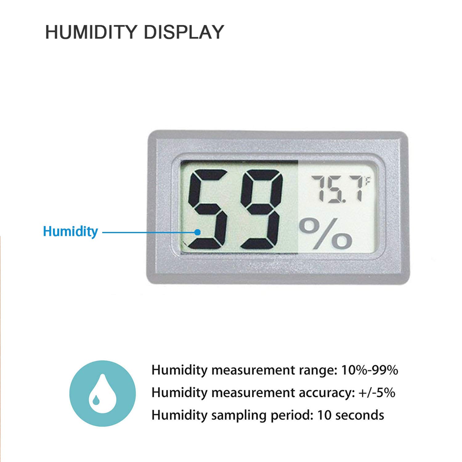 Veanic 4-Pack Mini Digital Electronic Temperature Humidity Meters Gauge Indoor Thermometer Hygrometer LCD Display Fahrenheit (℉) for Humidors, Greenhouse, Garden, Cellar, Fridge, Closet