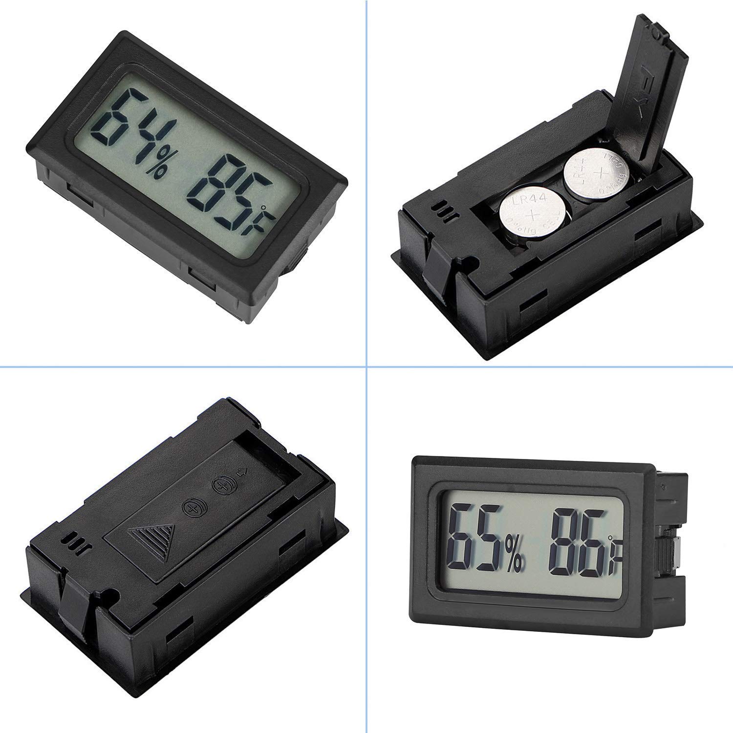Veanic 4-Pack Mini Digital Electronic Temperature Humidity Meters Gauge Indoor Thermometer Hygrometer LCD Display Fahrenheit (℉) for Humidors, Greenhouse, Garden, Cellar, Fridge, Closet
