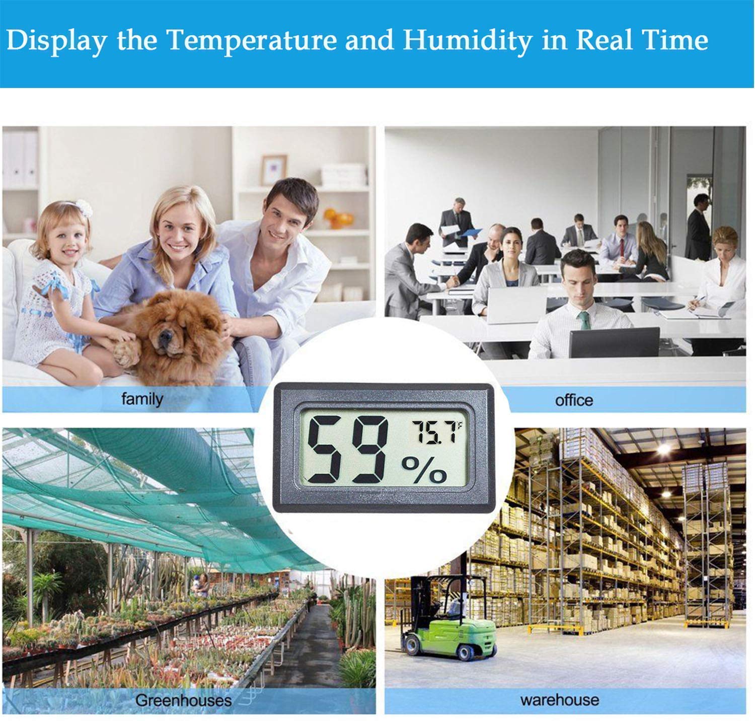 Veanic 4-Pack Mini Digital Electronic Temperature Humidity Meters Gauge Indoor Thermometer Hygrometer LCD Display Fahrenheit (℉) for Humidors, Greenhouse, Garden, Cellar, Fridge, Closet